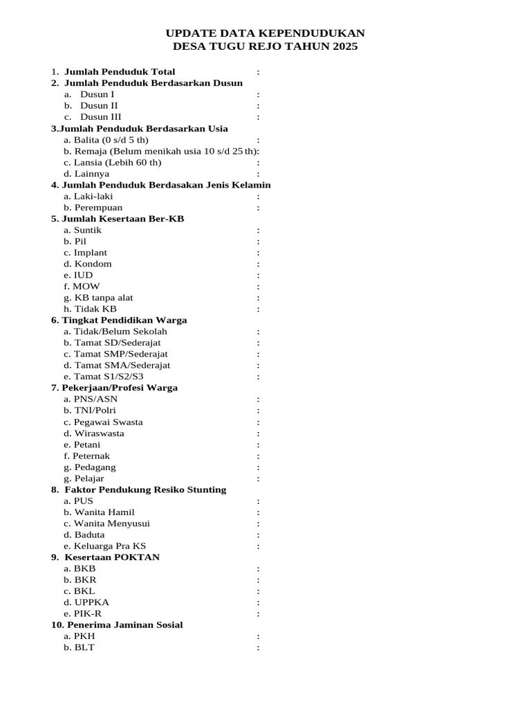 Form Update Data Kependudukan | PDF