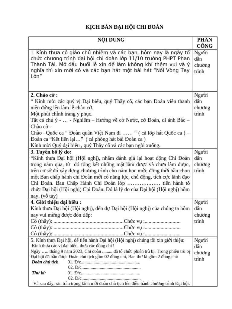 Huong-Dan-Chi-Tiet-To-Chuc-Dai-Hoi-Chi-Doan-1 (1) (1) 2 | PDF