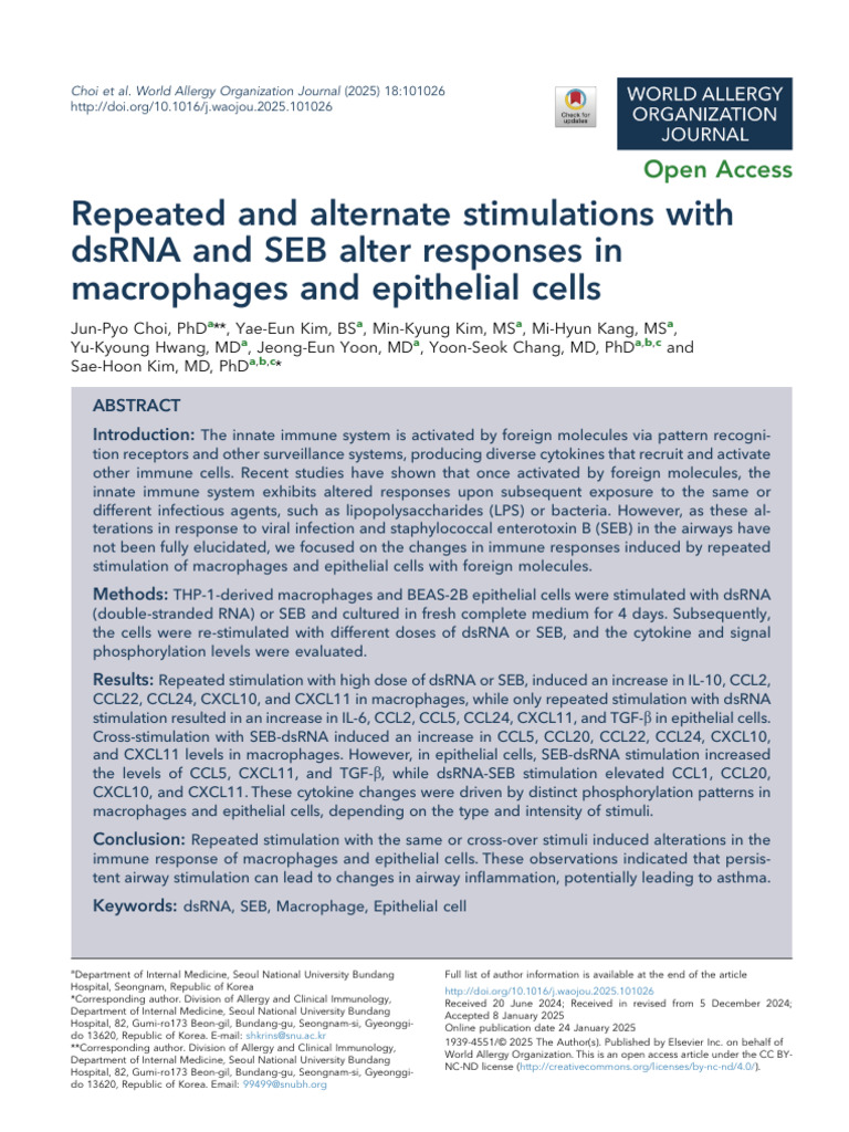 Repeated and Alternate Stimulations With dsRNA and | PDF | Immune System | Innate Immune System