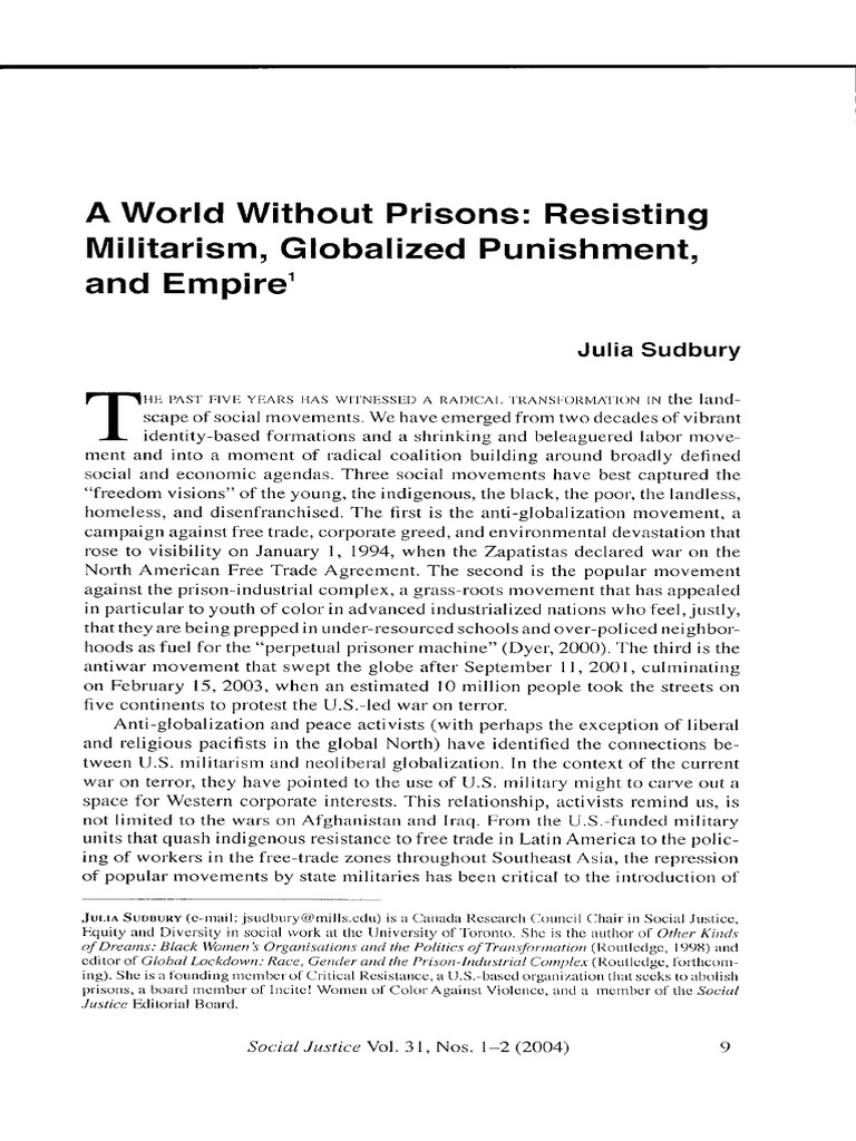 Sudbury, A World Without Prisons | PDF