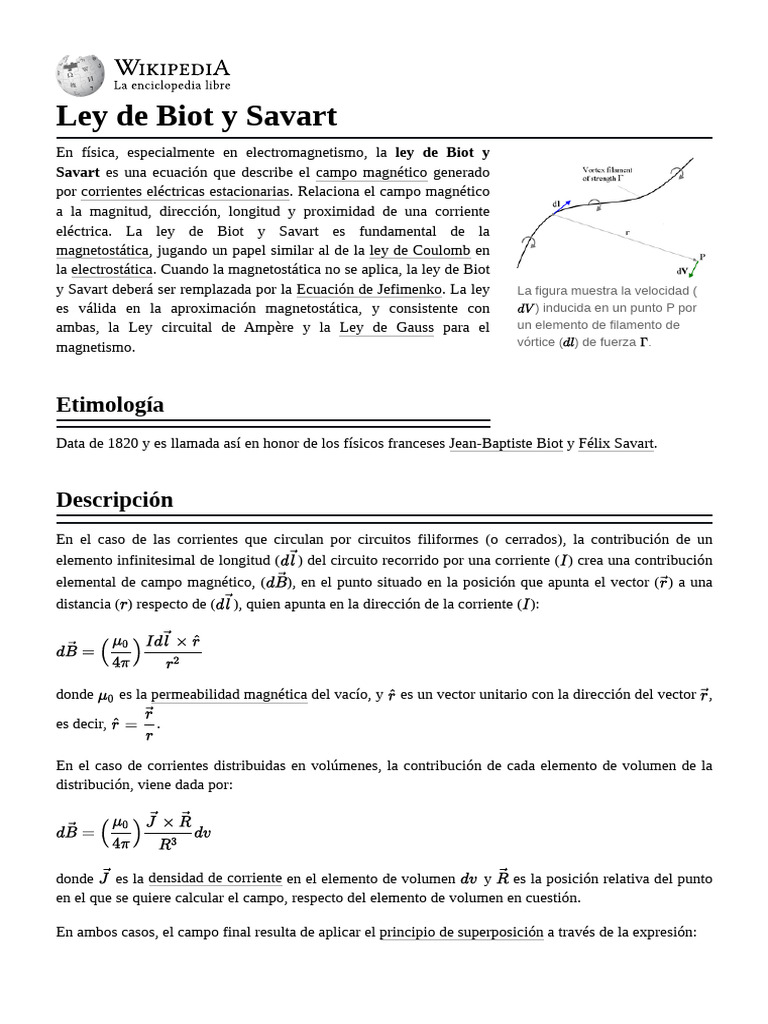 Ley de Biot y Savart | PDF | Mecanica clasica | Física