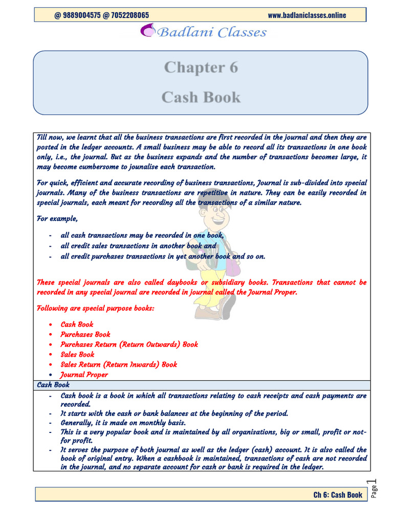 CH 6 Cash Book | PDF | Debits And Credits | Accounting
