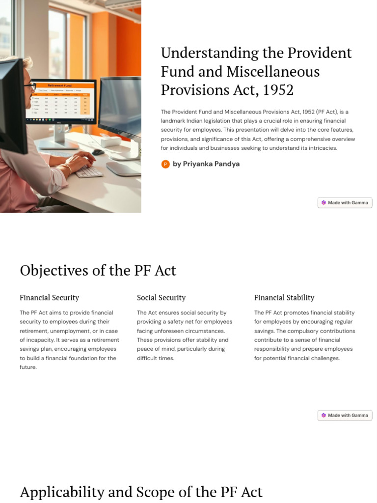 PF Act: Key Provisions Explained | PDF | Employment | Pension