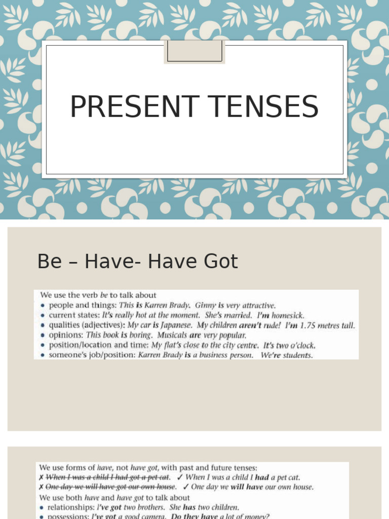 Present Tenses | PDF