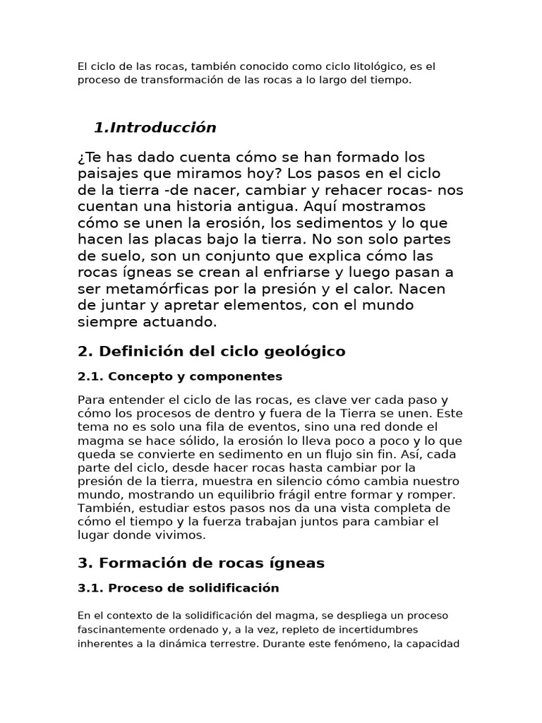 Ciclo Geológico de Las Rocas | PDF | Roca (geología) | Magma