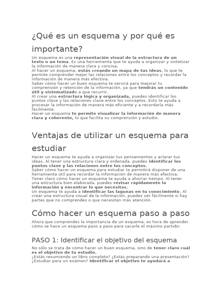 Importancia y guía para hacer esquemas | PDF | Información | Aprendizaje