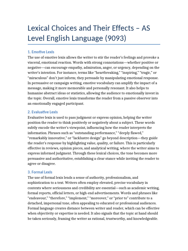 Lexical Choices and Effects 9093 | PDF | Jargon | Vocabulary