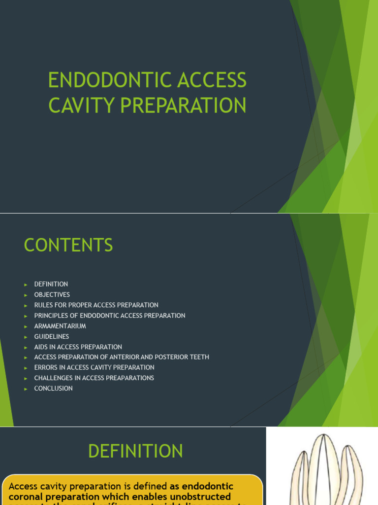 Endodontic Access Cavity Preparation Guide | PDF | Dental Anatomy ...