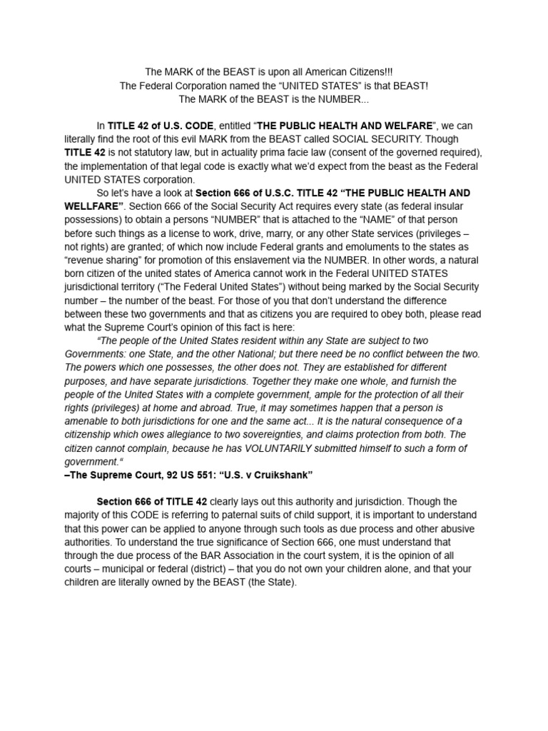 The MARK of The BEAST Is Upon All American Citizens | PDF ...