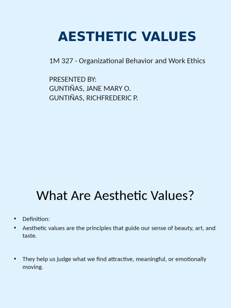 Aesthetic Values Presentation Styled | PDF
