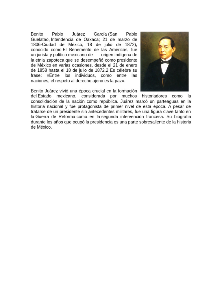 Biografía de Benito Juárez García | PDF