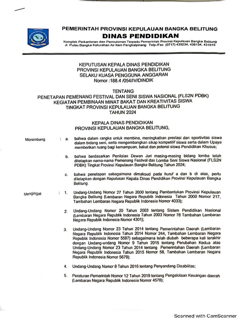 SK Pemenang fls2n PDBK 2024 | PDF