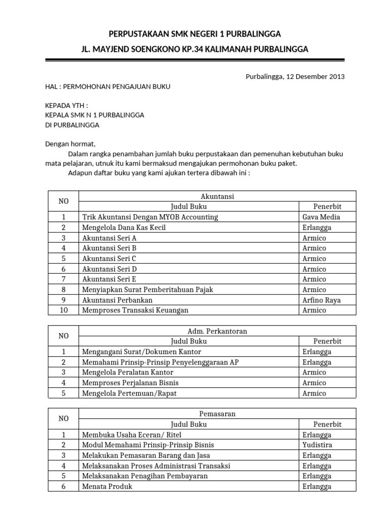 Pengajuan Buku Paket | PDF