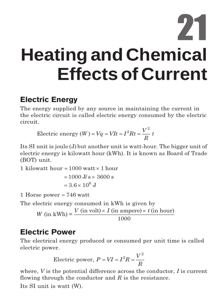 Handbook (21) Heating and Chemical Effects of Current | PDF ...