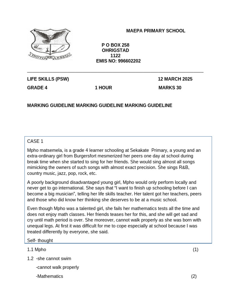 memo case study life skills | PDF