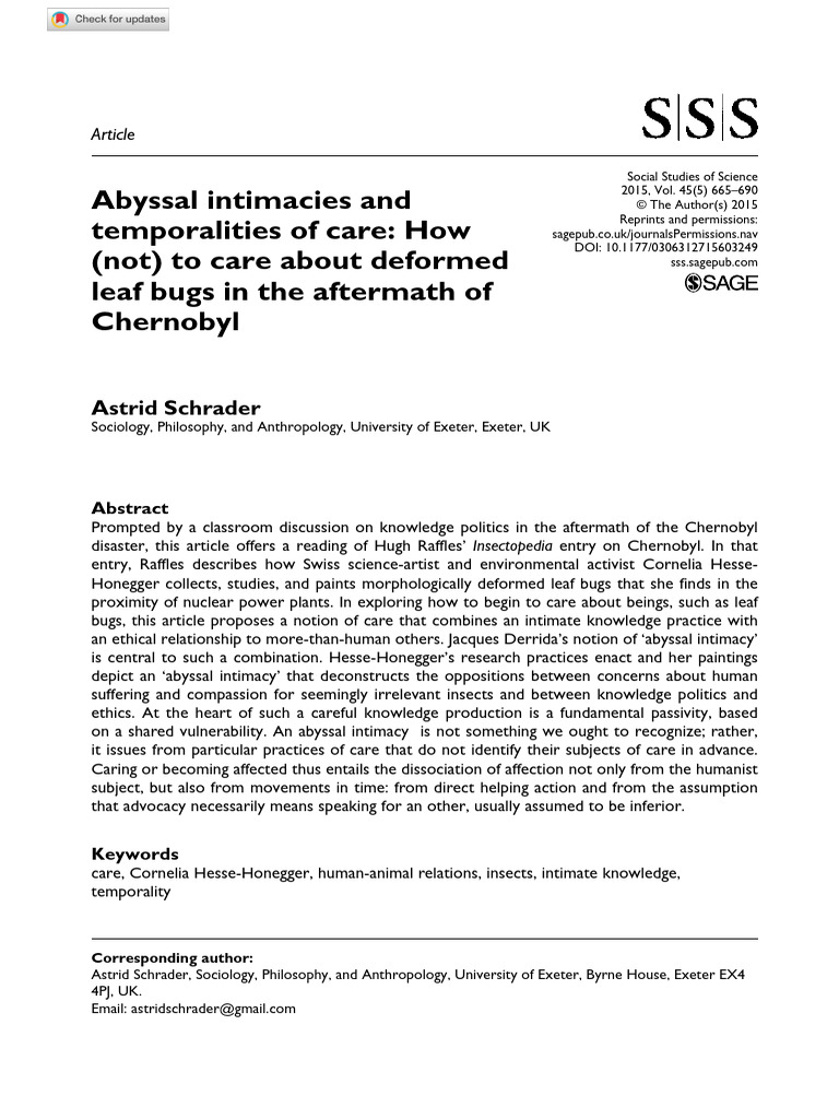 Abyssal Intimacies and Temporalities of Care - How Not To Care About ...