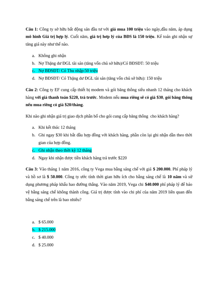 ĐỀ THI KẾ TOÁN QUỐC TẾ - LIÊN THÔNG - VB2 - 06.11.2022 | PDF