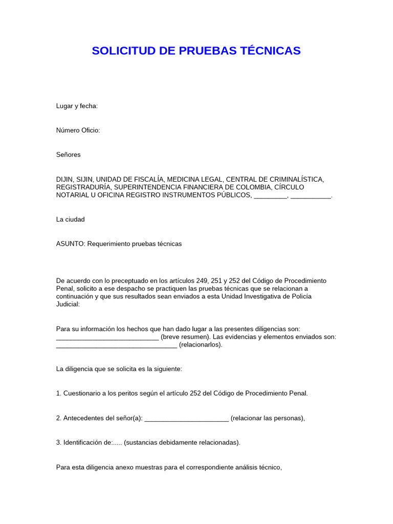Solicitud de Pruebas Técnicas | PDF
