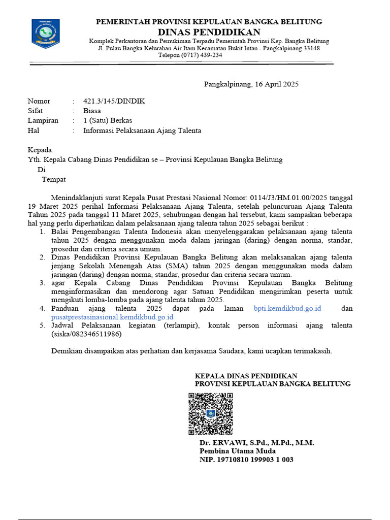 Surat Ajang Talenta | PDF