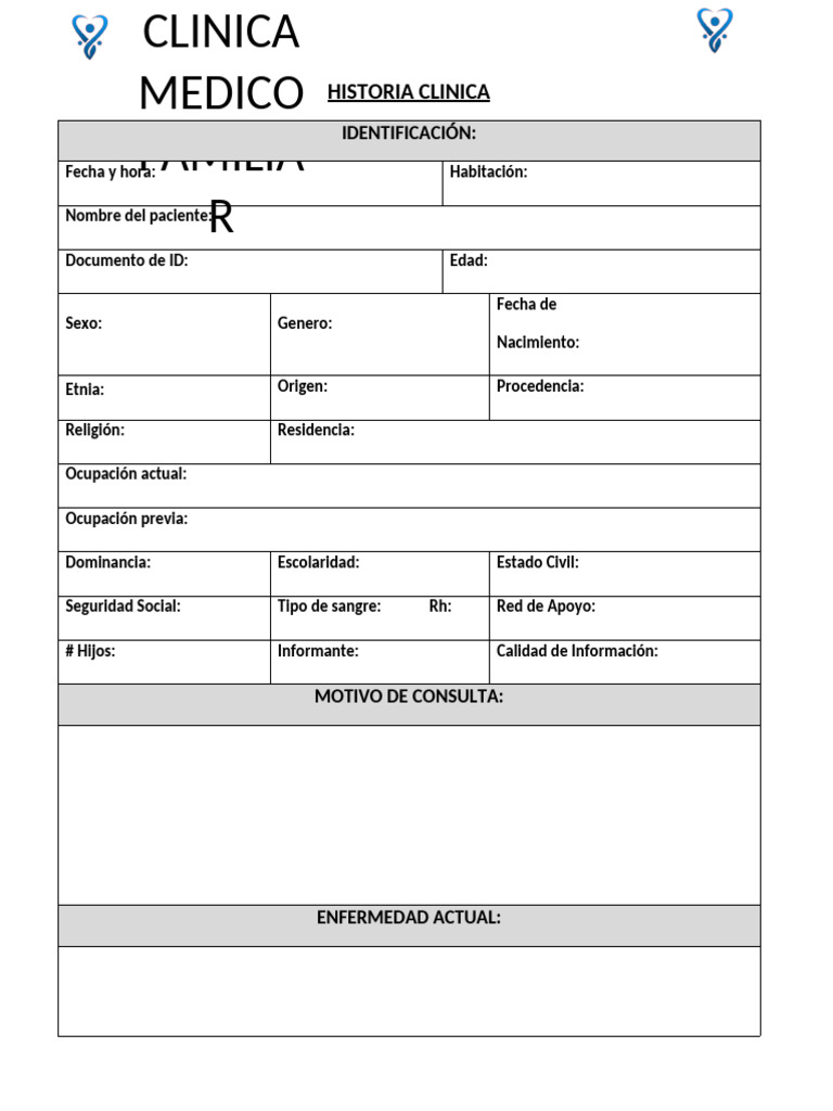 Formato HC en Blanco | PDF | El embarazo | Infección transmitida sexualmente