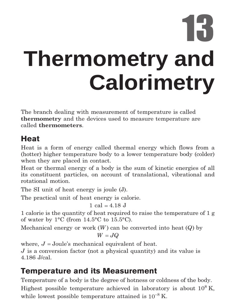 Handbook (13) Thermometry and Calorimetry | PDF | Thermal Expansion ...