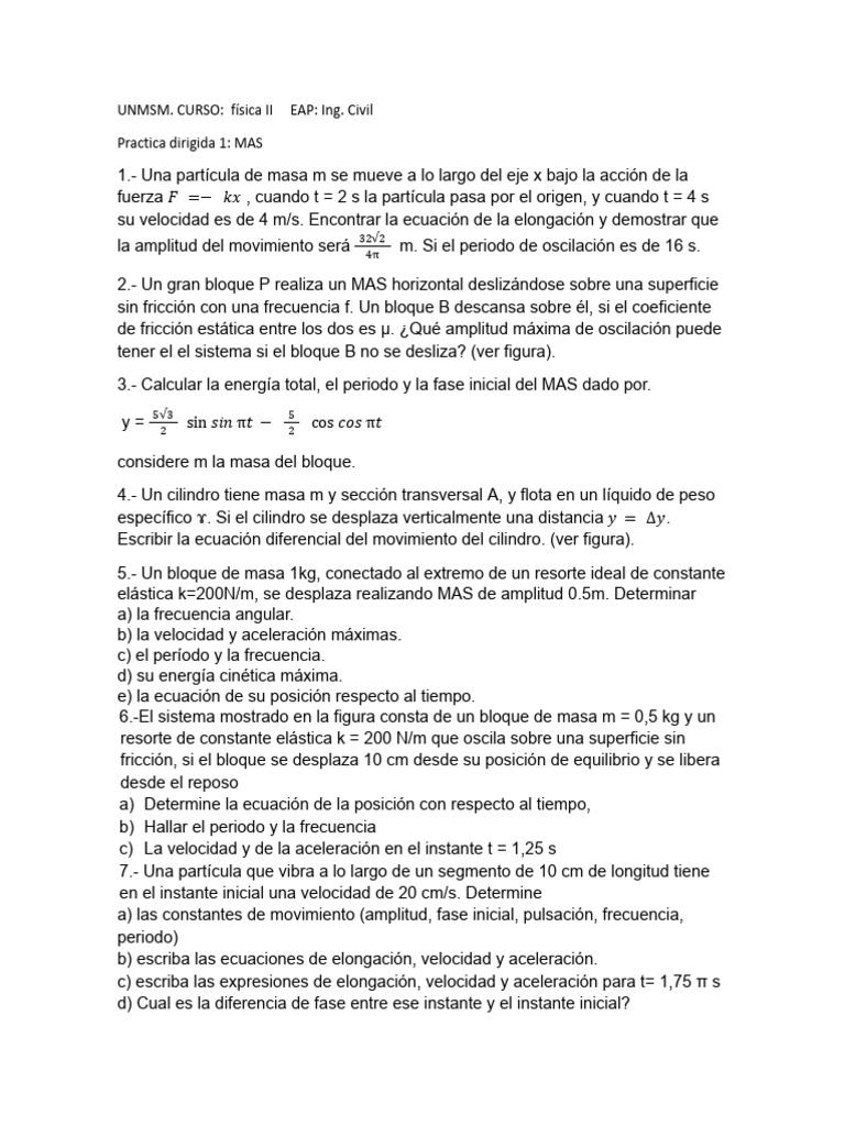Practicas para PC1 | PDF | Olas | Oscilación