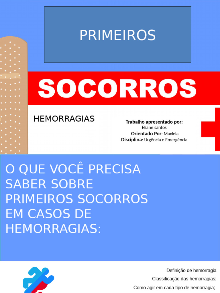 Primeiros Socorros em Hemorragias | PDF | Sangramento | Choque ...
