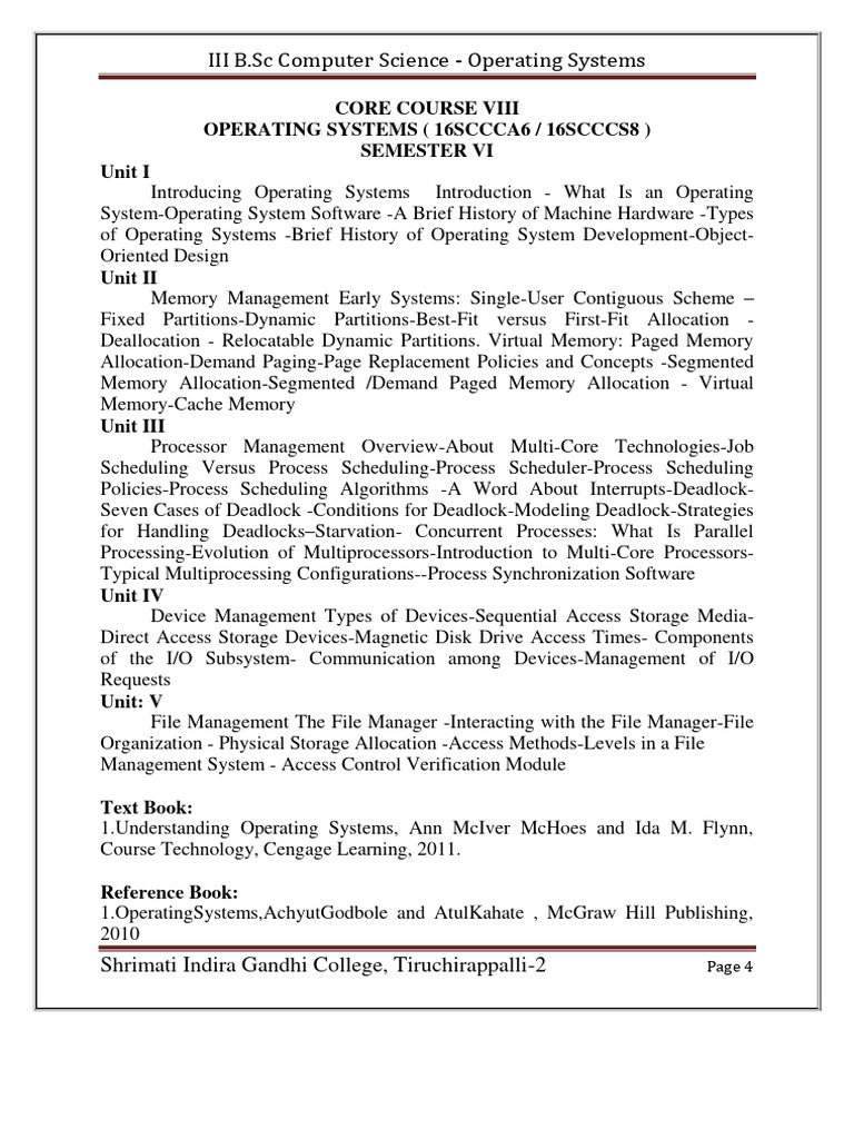 Operating Systems Course Overview | PDF | Operating System | Process ...