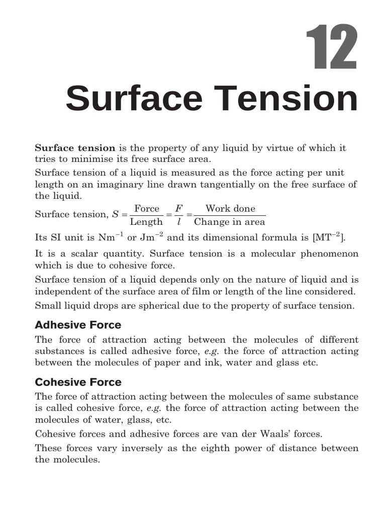 Handbook (12) Surface Tension | PDF | Surface Tension | Drop (Liquid)