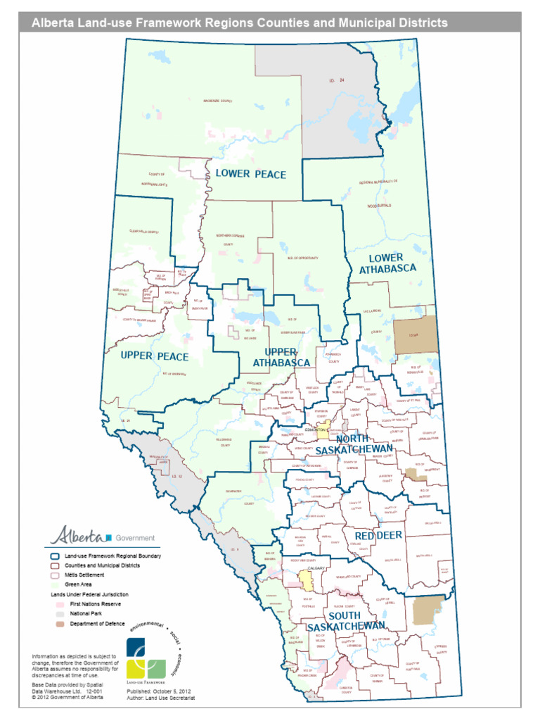 AB LUF Regions, Counties and Municipal Districts Map 2012-10 | PDF ...