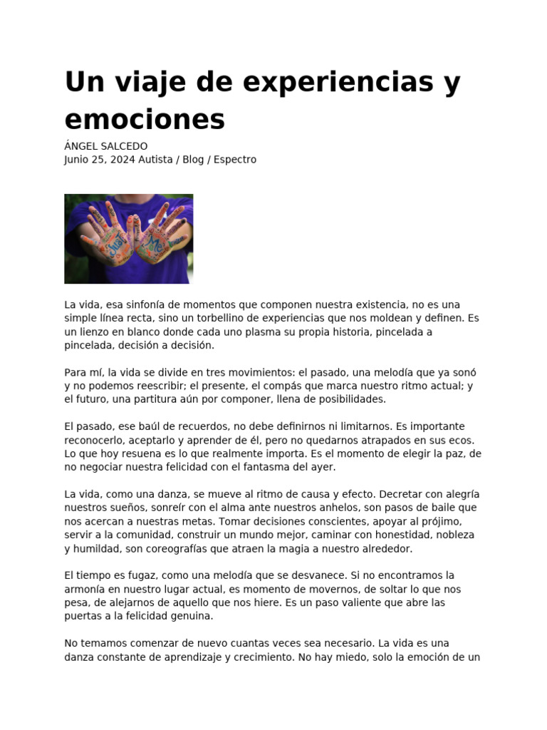 Un Viaje de Experiencias y Emociones | PDF