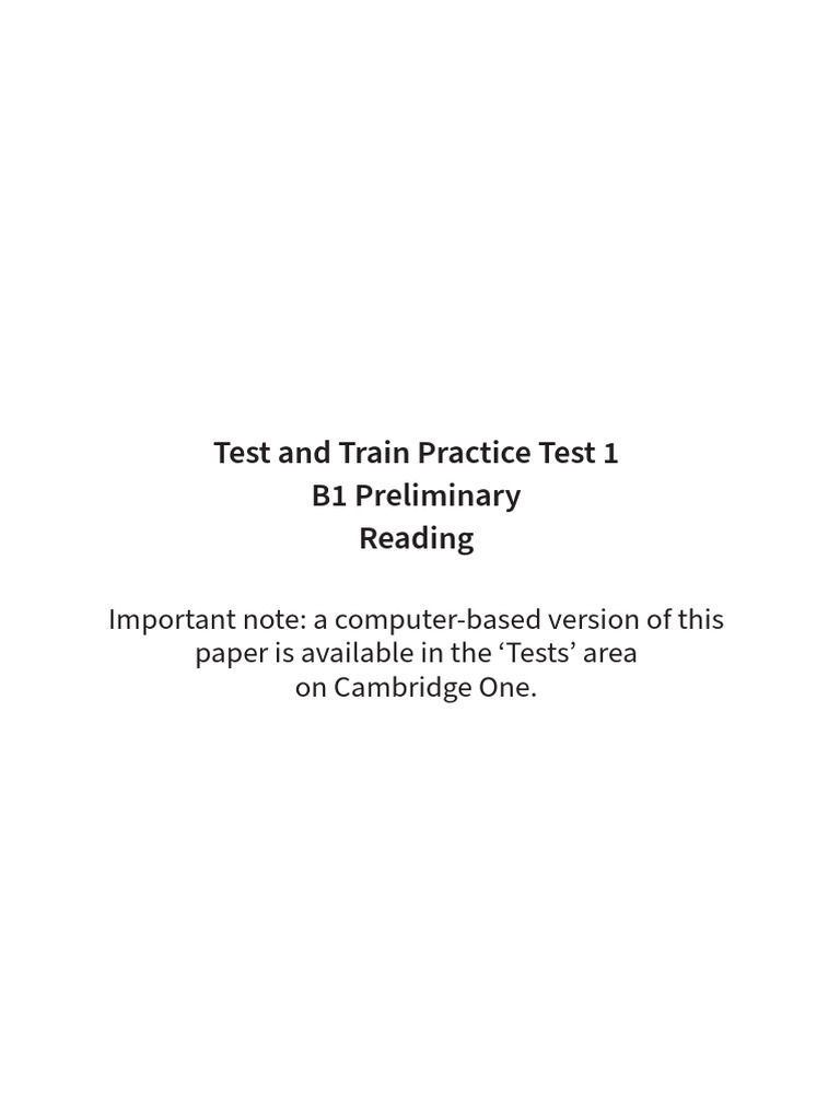 B1 Preliminary Reading Test Answers | PDF