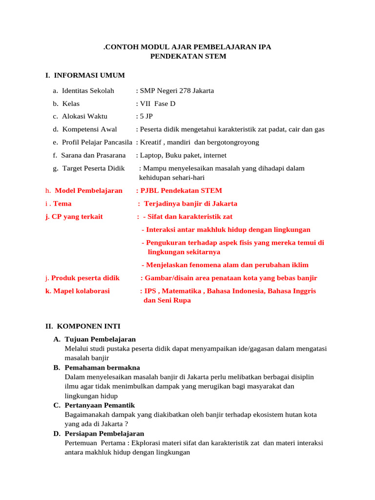 Contoh Modul Ajar STEM | PDF