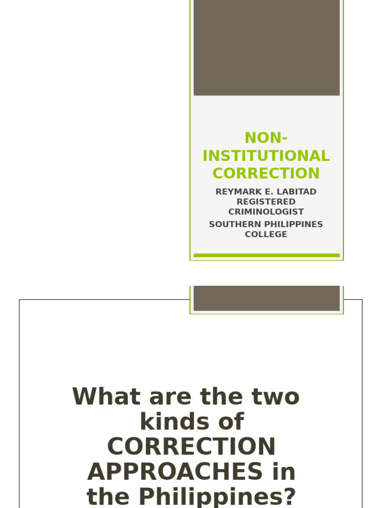 Non Institutional Correction Final | PDF | Probation | Pardon