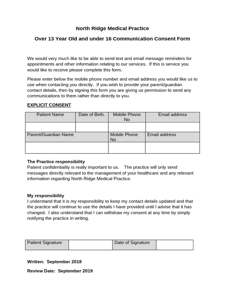 Consent Form for Patient Communication | PDF