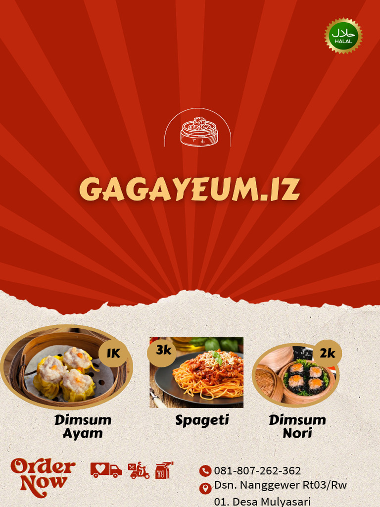Merah Emas Simpel Foto Bisnis Makanan Jualan Dimsum Siomay Poster | PDF