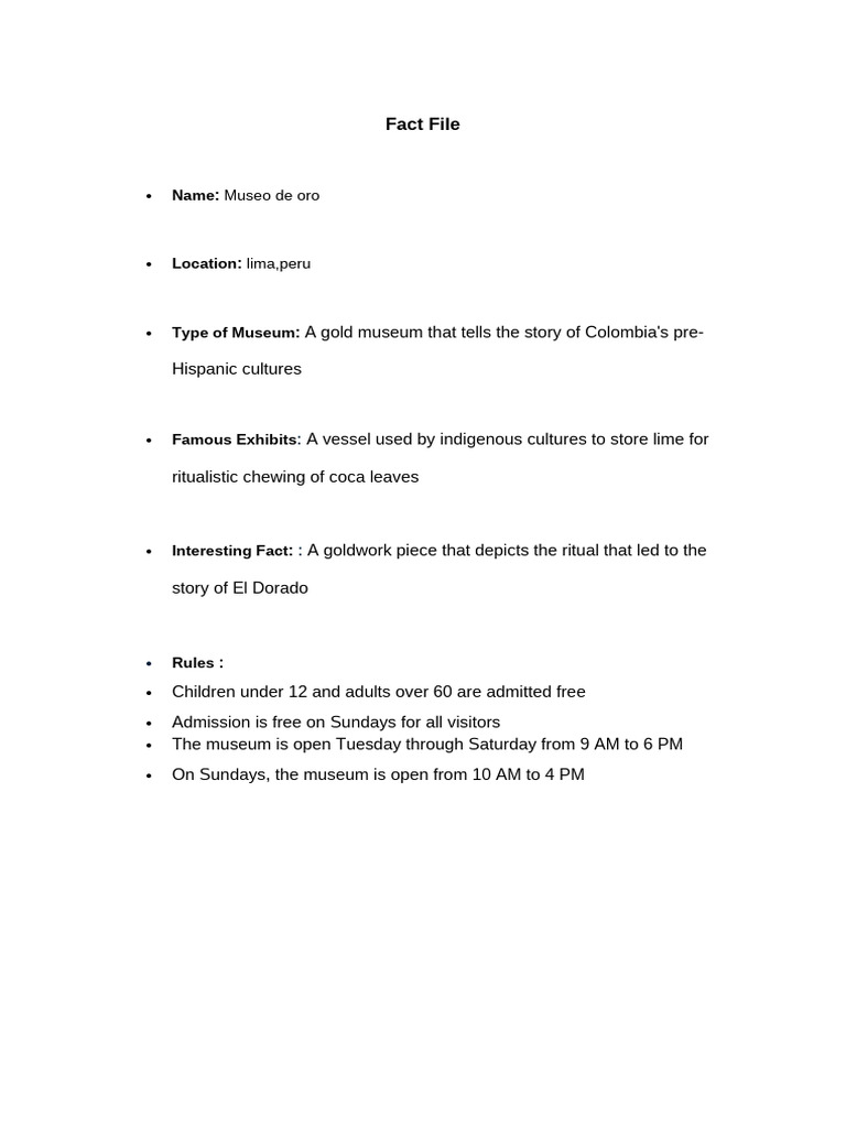 Museum Fact File | PDF