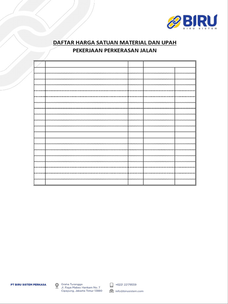 Daftar Harga Upah dan Material Jalan | PDF