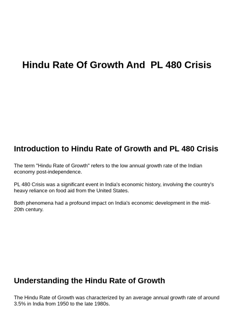 Hindu Rate of Growth and PL 480 Crisis | PDF | Economic Growth | Food ...