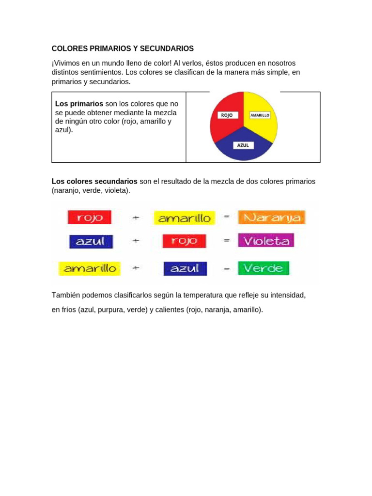 Colores Primarios y Secundarios Explicados | PDF