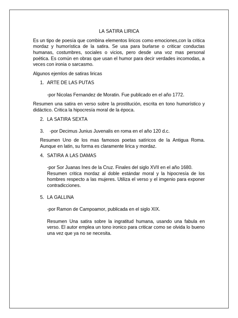 La Satira Lirica Marielis | PDF