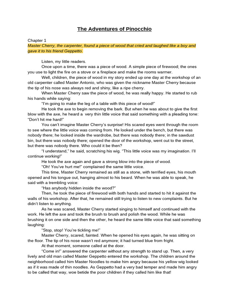 The Adventures of Pinocchio | PDF | Pinocchio
