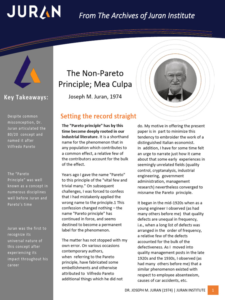 Juran's Insights on the Pareto Principle | PDF