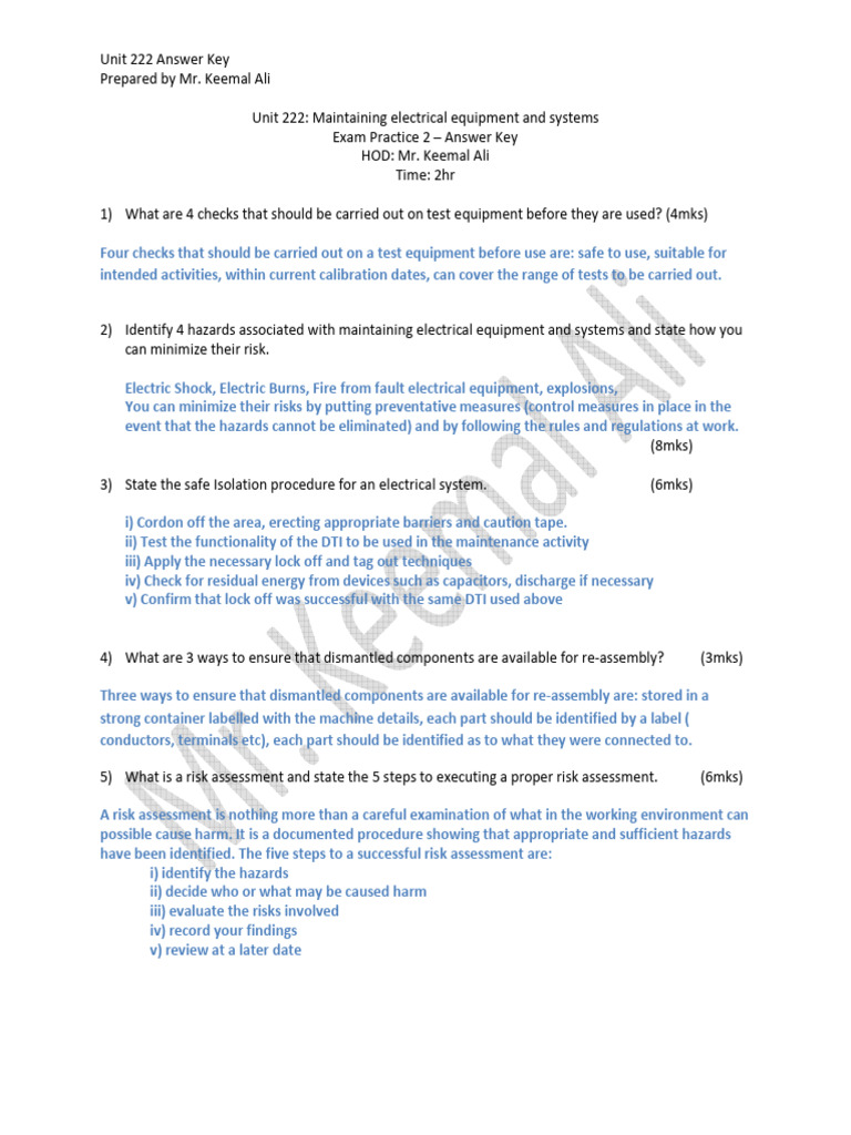 Unit 222 Practice Exam 2 Answer Key | PDF | Electric Motor | Capacitor