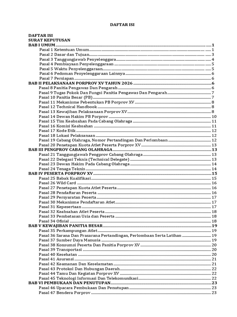 Peraturan Porprov XV Jawa Barat | PDF