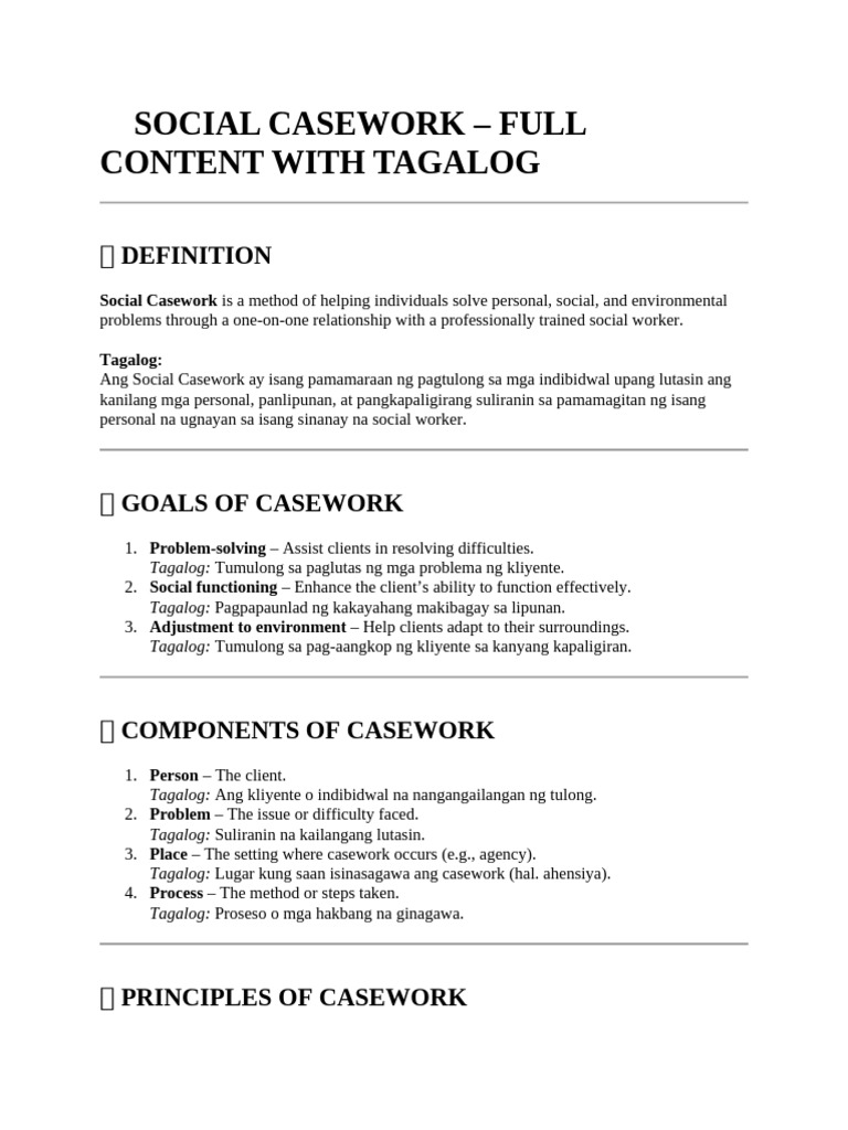 ? Case Work Full Content With Tagalog Definition | PDF