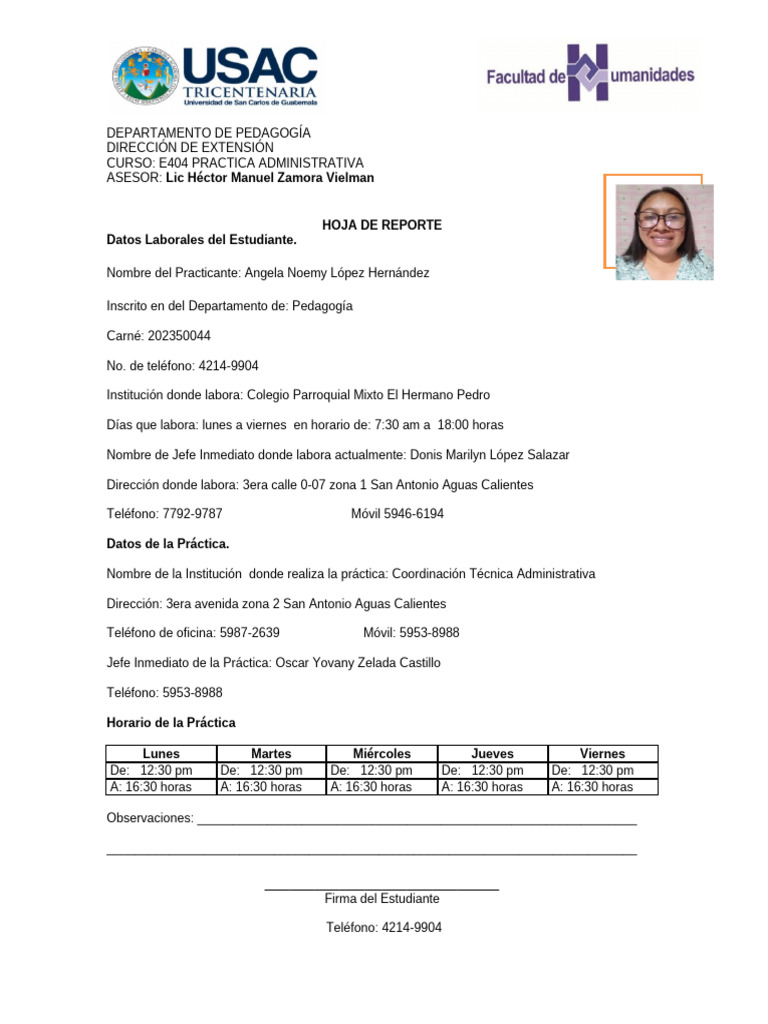 Hoja de Reporte | PDF