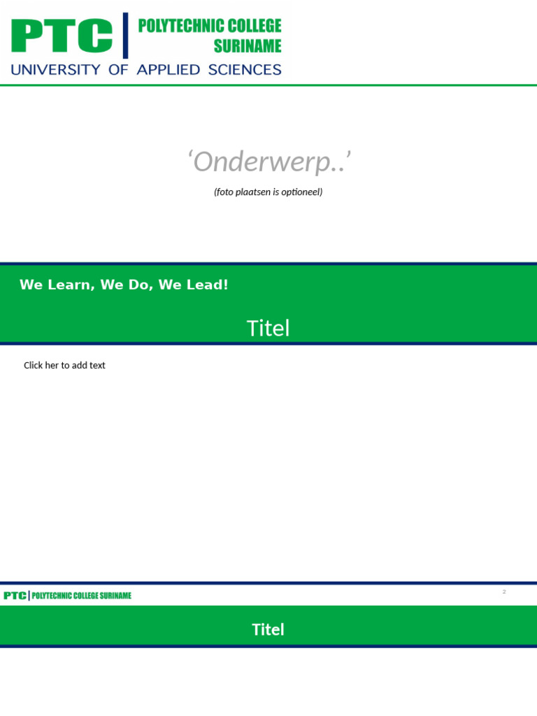 Powerpoint - Template PTC Studenten Optie 1 | PDF