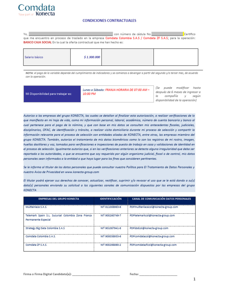 CONDICIONES CONTRACTUALES (2) | PDF