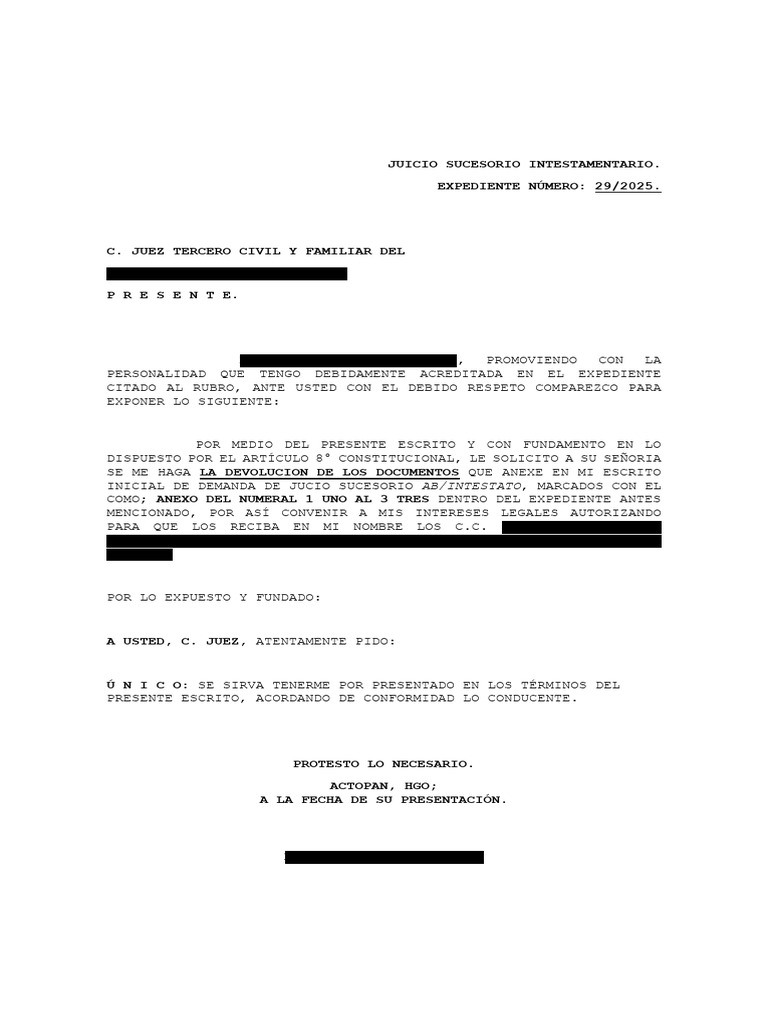 Solicitud de Devolucion de Documentos | PDF